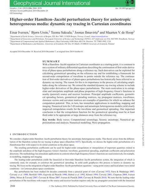 Pdf Higher Order Hamilton Jacobi Perturbation Theory For Anisotropic