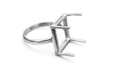 925 Sterling Silver Square Semi Mount Ring Settings Pr Notched 6mm To