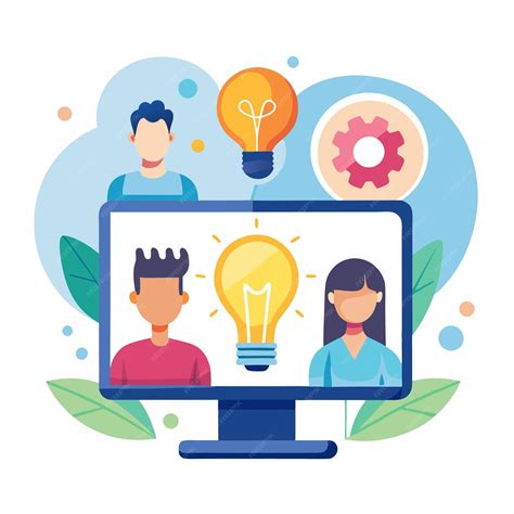 Virtual Team Brainstorming Session Innovating Together In The Digital Workspace Illustration