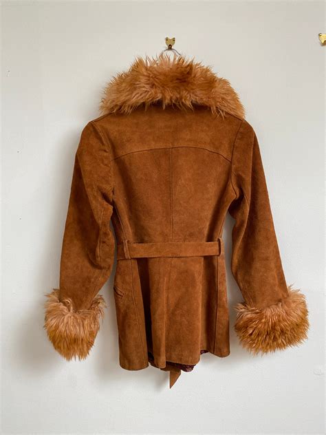 Suede 1970s Topshop Fur Collar Jacket Vintage Afghan Hippie Almost