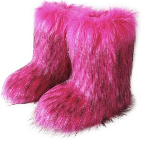 Pink Stylish Fur Boots Depop Pink Fur Boots Pink Furry Boots
