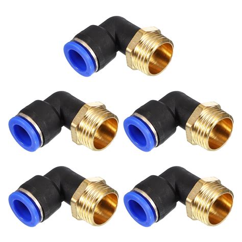 Uxcell 12 Push To Connect Fitting 5 Pack Pt Male Thread 90 Degree