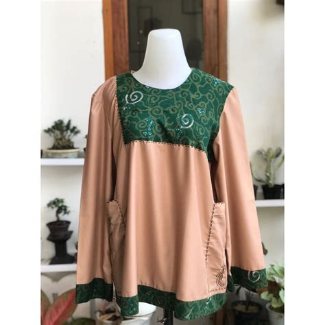 Jual Blus Sulam Batik Kombinasi Almirahandmade 2 Shopee Indonesia