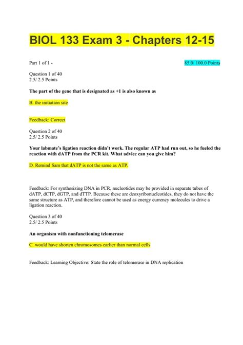 Biol 133 Exam 3 Chapters 12 15 Questions And Answers Latest Correct