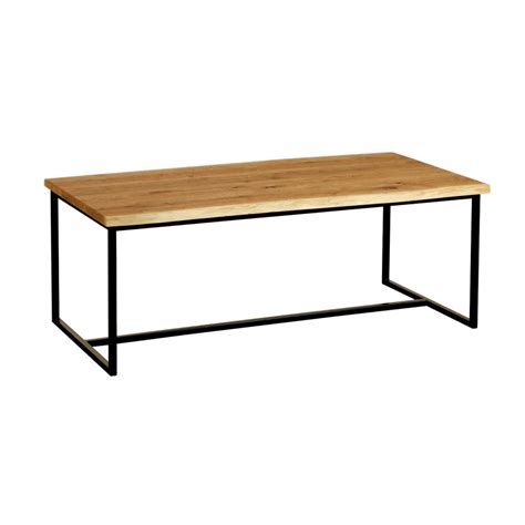 Table Basse Bois Métal Chêne Massif Naturel Rectangulaire Arden