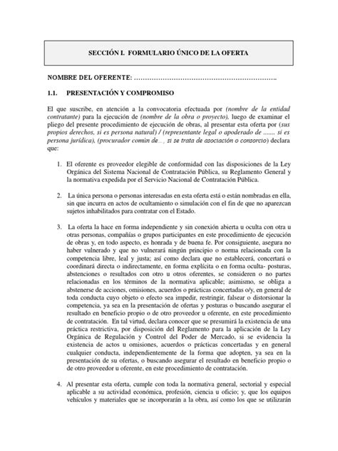 Formulario Presentacion Y Compromiso Pdf Oferta Economía Regulación