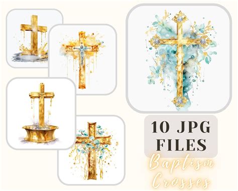 Baptism Crosses Collection 10  Baptism Cross Illustration Gold Cross