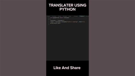 Translator Using Python 🤖 Python Pythonprogramming Youtube