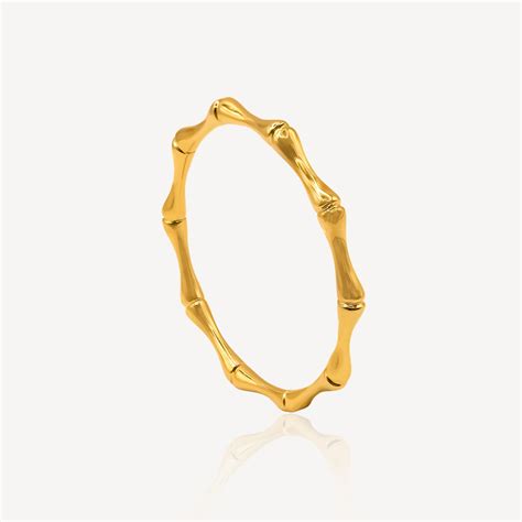 916 Gold Solid Bamboo Ring Top Gold Shop