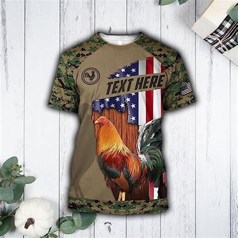 Personalized 3d Rooster T Shirt Custom Name Rooster Short Sleeve Shirt