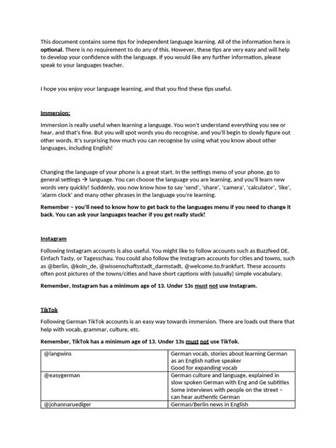 Langauge Learning Tips Pdf