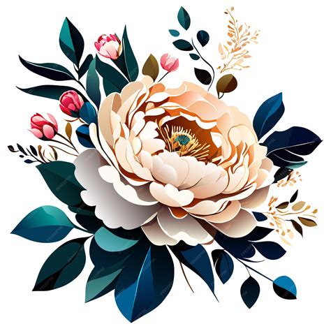 Premium Vector White Background Peony Vector Graphic Design Element