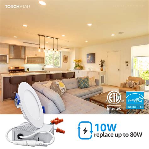 Torchstar 6 Pack 4 Led Recessed Light Slim Panel Dimmable Ceiling