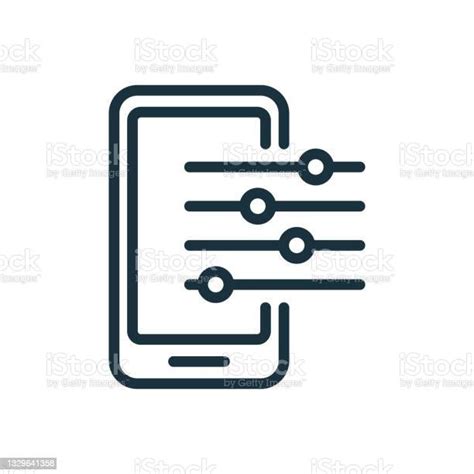 휴대 전화 선 아이콘의 설정 및 옵션 수정 유지 보수 스마트 폰 수리 서비스 아이콘 제어판 및 전자 장치의 설정 편집 가능한 스트로크 벡터 일러스트레이션 맞춤형에 대한 스톡
