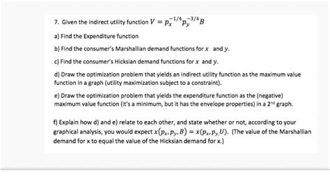 Solved Given The Indirect Utility Function V Px 14py 34ba