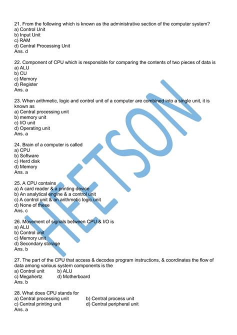 cpu mcq computer microprocessor question pdf operating systems computer software and