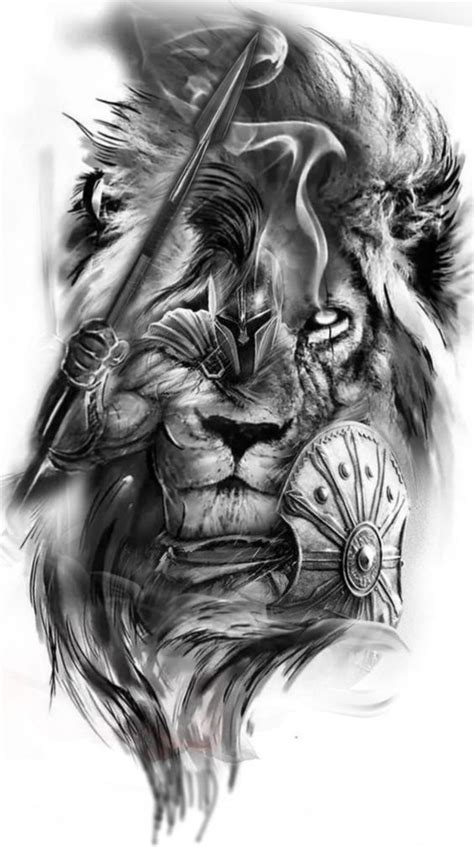 Lion X Warrior Tato Prajurit Ide Tato Sketsa Tato