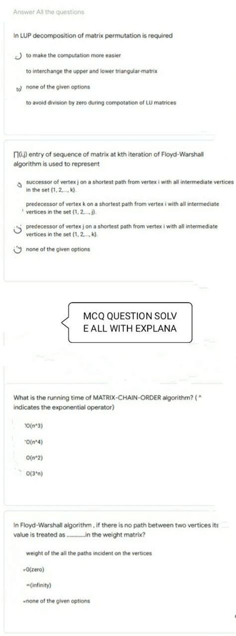 Solved Answer All The Questions In Lup Decomposition Of