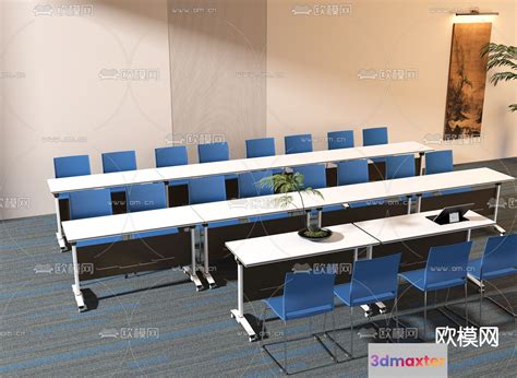 Training Table Conference Table And Chairs 3d Model 3dmaxter