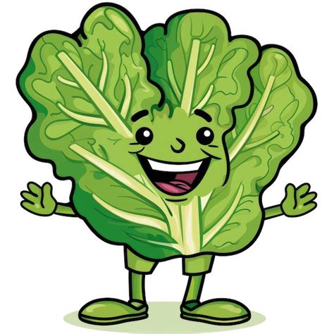 Premium Photo Cheerful Lettuce Cartoon Character Design For Comics