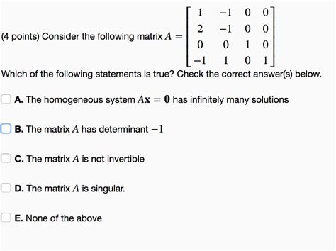 Solved 1 1 O 0 2 1 0 0 4 Points Consider The Following
