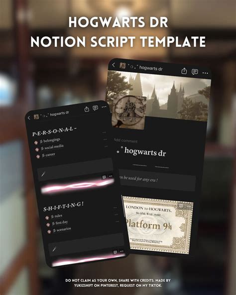Hogwarts Dr Script Template 🪶 Shifting Notion Template Hogwarts