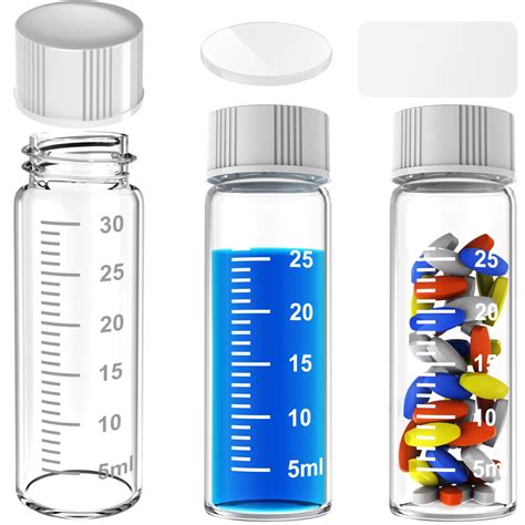 Sterile Glass Vials Clear Sample Vials With Measuring Line And White
