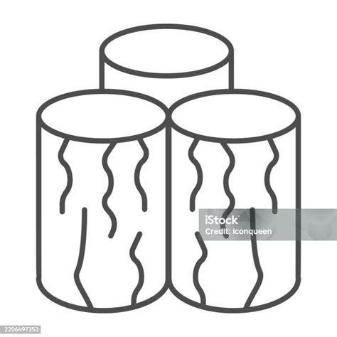 Tree Logs Thin Line Icon Forest Industry Concept Vector Graphics Three