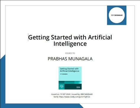 My Ai Foundation Certificate By Ibm Prabhas Munagala Posted On The Topic Linkedin