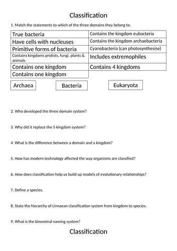 B15 10 New Systems Of Classification Teaching Resources
