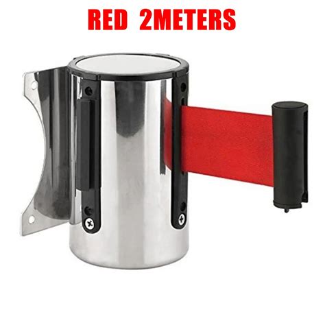 1set Retractable Tape Stainless Stanchion Queue Barrier Strip Wall