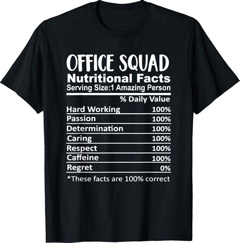 Office Squad Nutrition Facts Admin Front Office Team Funny T Shirt