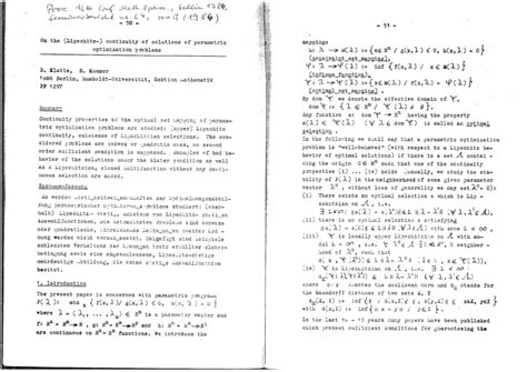 Pdf On The Lipschitz Continuity Of Solutions Of Parametric Optimization Problems