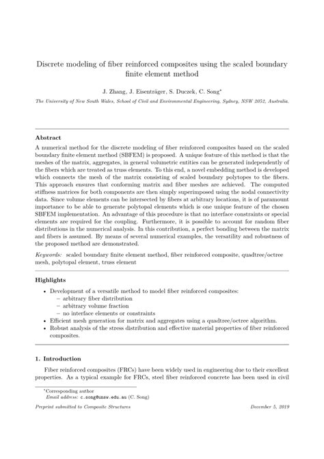 pdf discrete modeling of fiber reinforced composites using the scaled