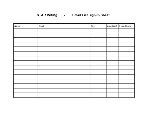 Email Sign Up Sheet Template Printable 14 Sign Up Sheet Examples