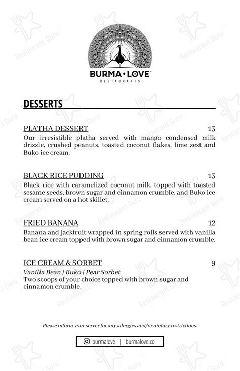 Menu At Burma Love Pub And Bar San Francisco 211 Valencia St
