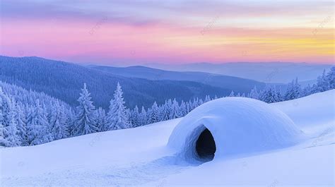 An Igloo In The Snow Background Igloo Hill Snow Background Image And