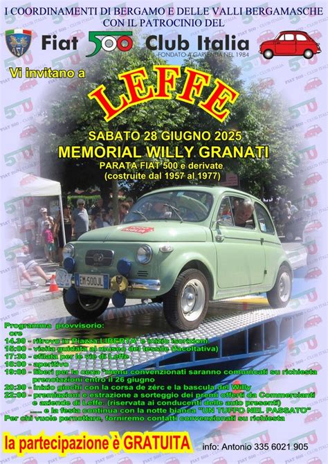 Parata Fiat 500 Memorial Willy Granati Fiat 500 Club Italia Sito