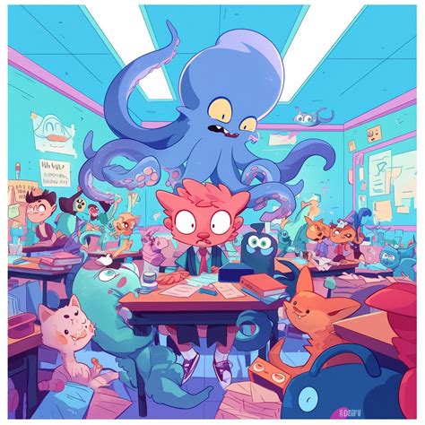 Illustrate A Cartoon Furry Classroom Scene Furry Ai