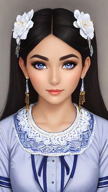 Premium Ai Image A Girl In A Blue Dress