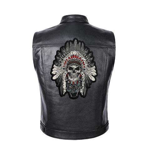 Native American Skull Indian Patch For Bikers Motoclub Jacket Large