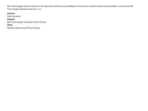 We Value Your Feedback Reference Architecture—genetec Storage Bundle With Dell Technologies