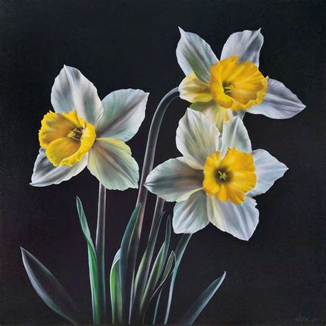 Flower Painting With Daffodils Realistic Daffodils On Canvas