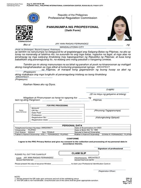 Oath Form Pdf