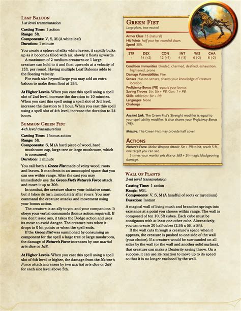 Monk Subclass With Spells Way Of The Ancient Roots V106 R