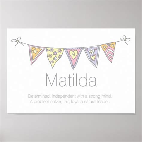 Matilda Girls Name And Meaning Bunting Poster
