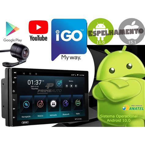 Central Multimídia Android 10 Espelha Ios Android 7 Poleg Knup Kpc31an Câmera Ré Shopee Brasil