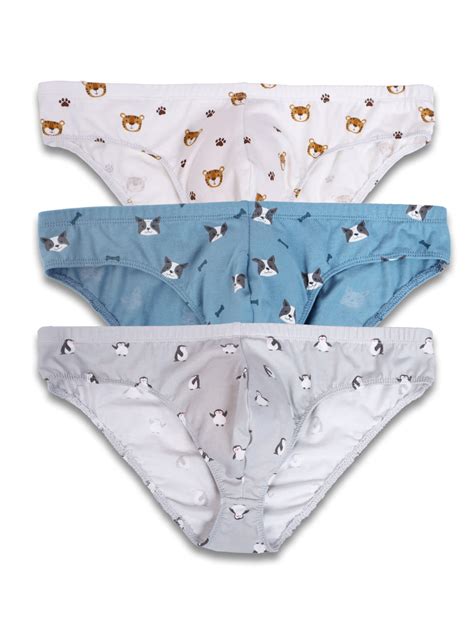 Mens Cotton Print Brief 3 Pack Sexy Underwear Packs Body Aware