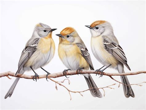 Premium Ai Image Three Paridae Species In A White Background