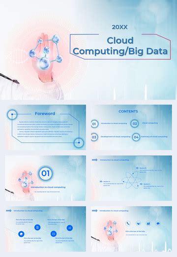 Blue Technology Sense Cloud Computing Big Data Internet Technology PPT Template PowerPoint